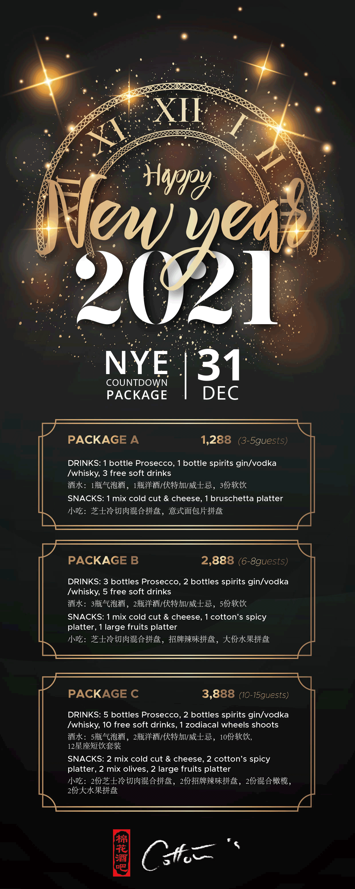 247tickets.com | Glamour NYE Dinner & Countdown Package @ Cotton's ...